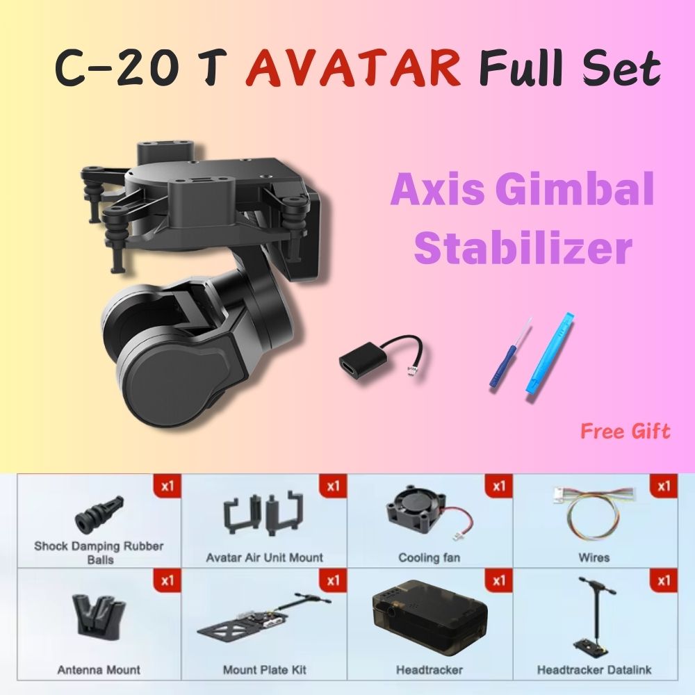 C-20T 3-Axis FPV Gimbal - Head Tracking, 46g, DJI O3/O4pro Compatible ...