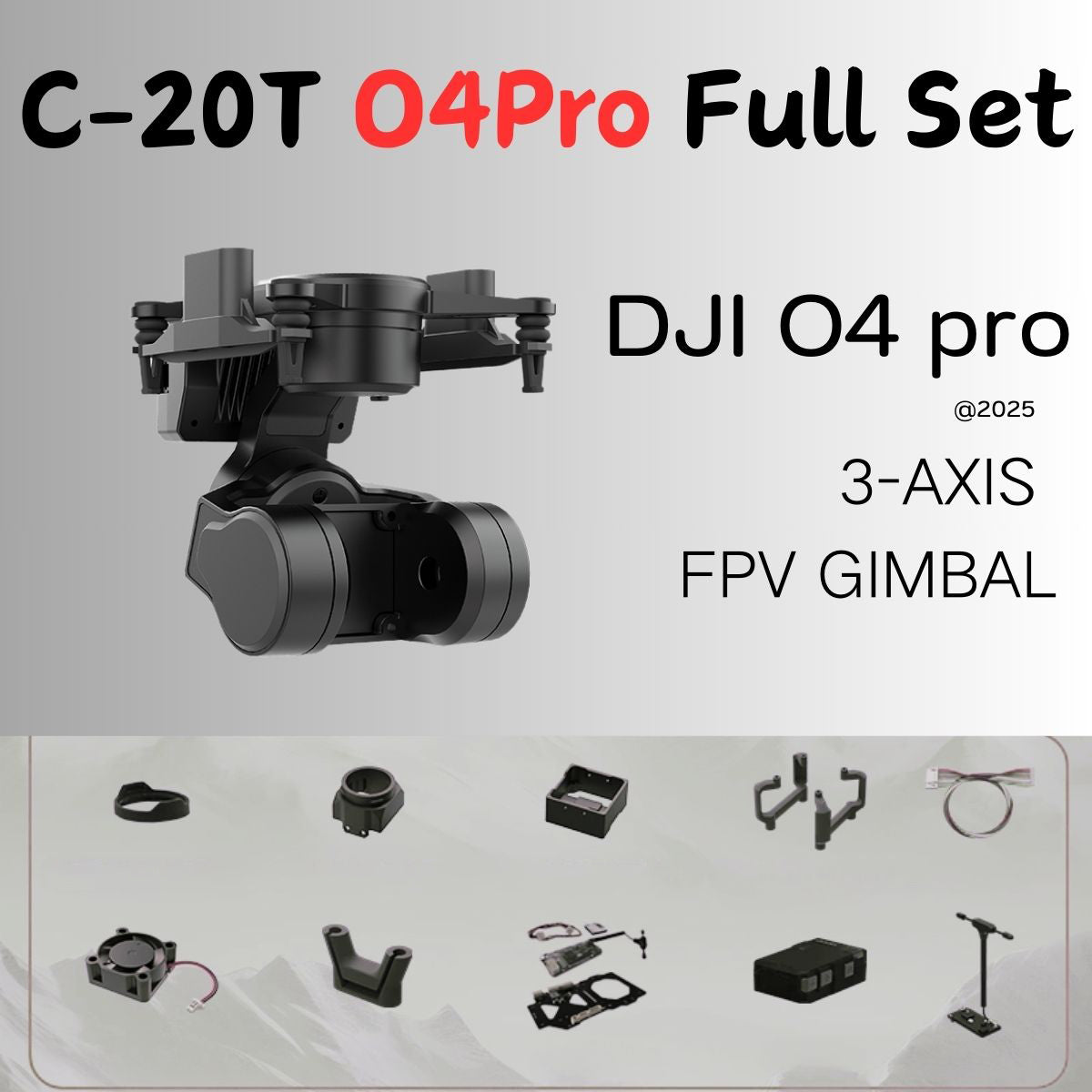 C-20T 3-Axis FPV Gimbal - Head Tracking, 46g, DJI O3/O4pro Compatible ...